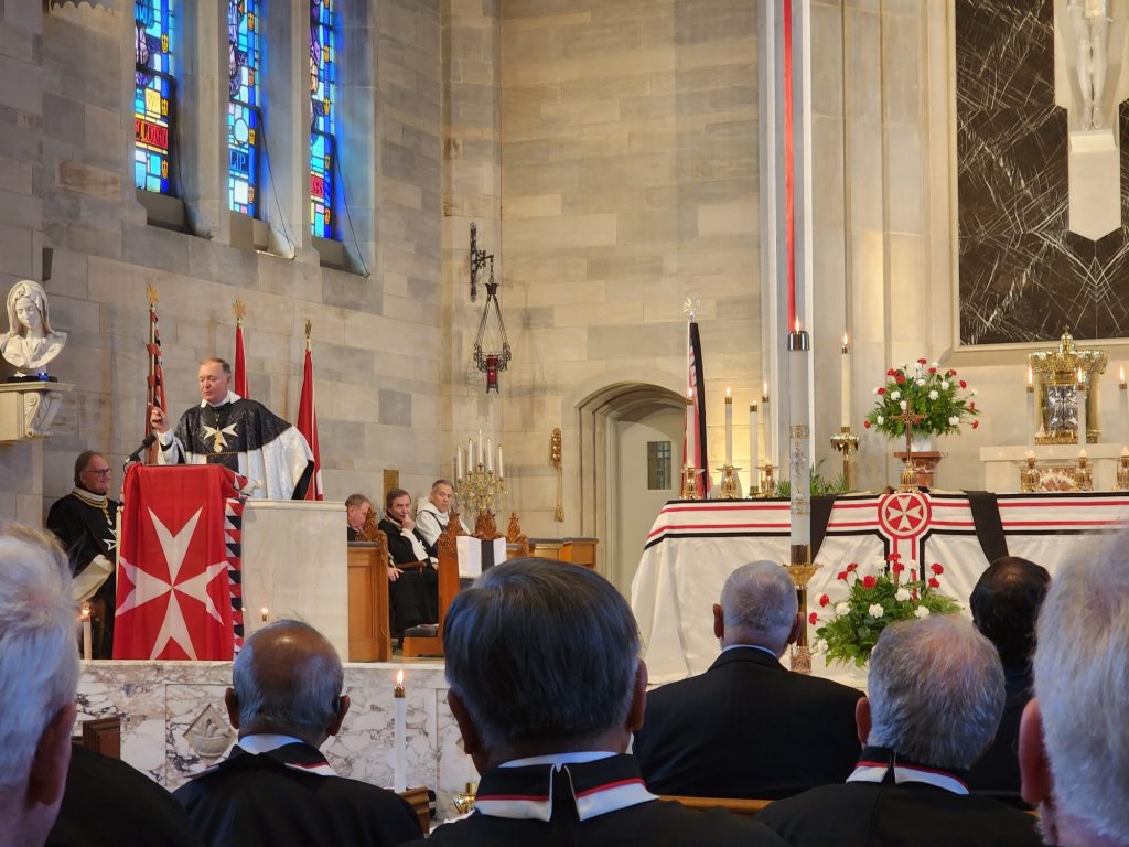 Grand Master Fra' John Dunlap at the funeral of Fra' James-Michael von ...